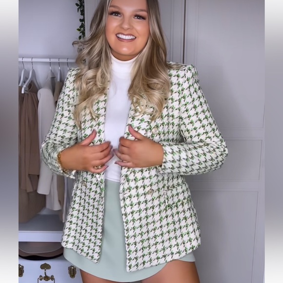 Zara | Jackets & Coats | Zara Double Breasted Textured Weave Jacket ...